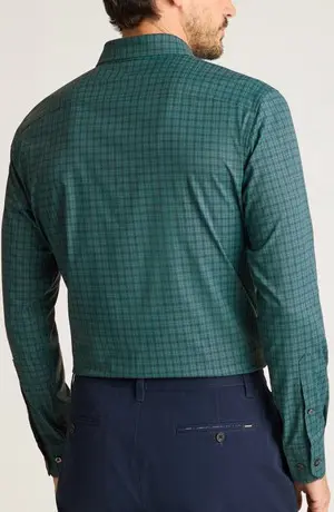 Bonobos Tech Slim Fit Green Gingham Check Performance Button-down Shirt
