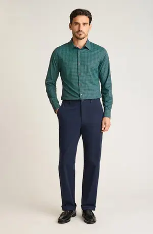 Bonobos Tech Slim Fit Green Gingham Check Performance Button-down Shirt