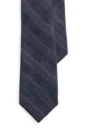 Ralph Lauren Purple Label Glen Plaid Cashmere & Silk Neck Tie - Navy