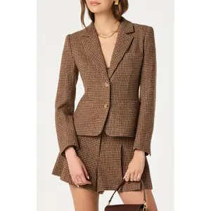 Astr The Label Houndstooth Fitted Blazer