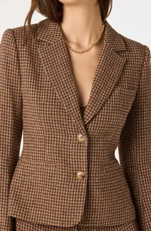 Astr The Label Houndstooth Fitted Blazer