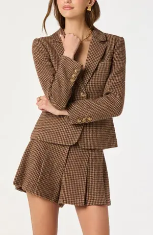 Astr The Label Houndstooth Fitted Blazer