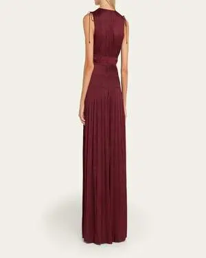 Ulla Johnson Tasneem Pleated Deep-v Gown