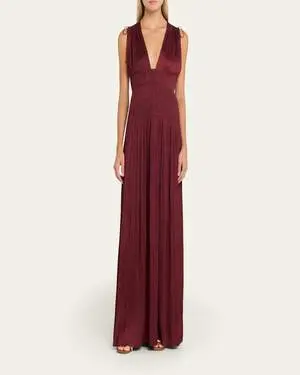 Ulla Johnson Tasneem Pleated Deep-v Gown