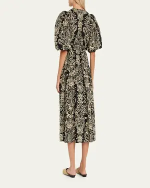 Ulla Johnson Tasneem Pleated Deep-v Gown