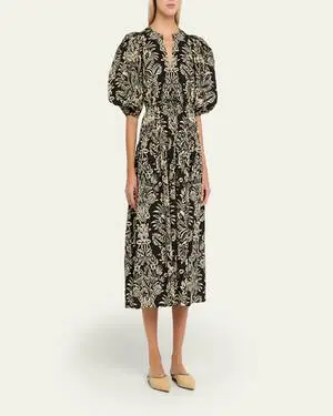 Ulla Johnson Tasneem Pleated Deep-v Gown