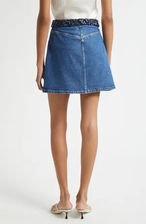 Cinq À Sept Amara Rhinestone Denim Skirt