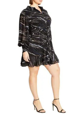 City Chic Jianna Tie Waist Shirt Dress