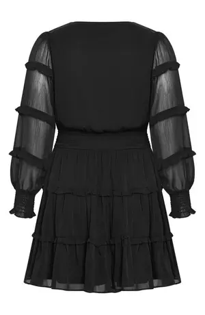 City Chic Daisy June Tiered Long Sleeve Dress