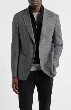BOSS Hutson Slim-fit Wool-blend Jacket - Medium Grey
