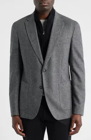 BOSS Hutson Slim-fit Wool-blend Jacket - Medium Grey