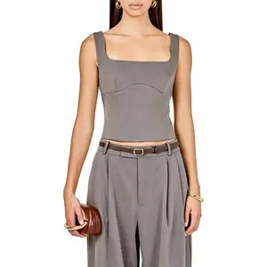 Endless Rose Back Bow Sleeveless Top - Grey