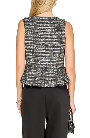 Endless Rose Sequin Texture Sleeveless Peplum Top