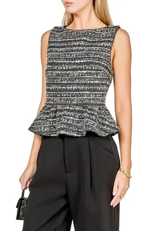Endless Rose Sequin Texture Sleeveless Peplum Top