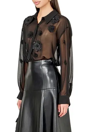 Endless Rose Floral Detail Sheer Shirt