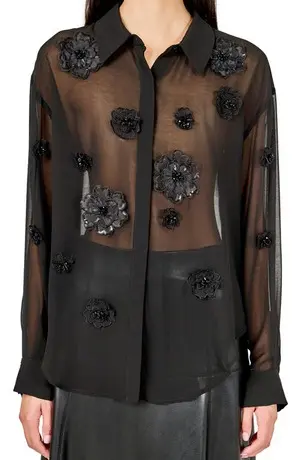 Endless Rose Floral Detail Sheer Shirt