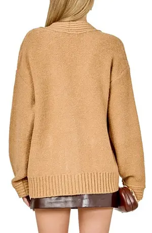 Endless Rose Fuzzy Oversize Cardigan - Camel