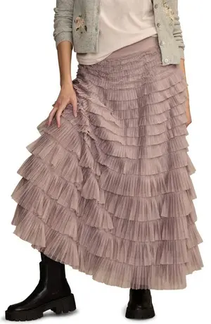 Lucky Brand Tiered Ruffle Tulle Maxi Skirt