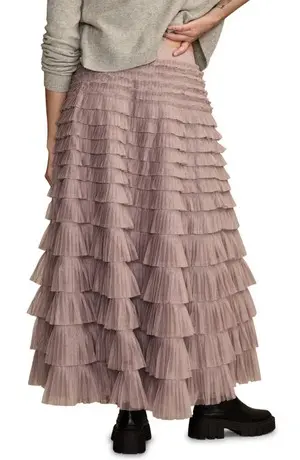 Lucky Brand Tiered Ruffle Tulle Maxi Skirt