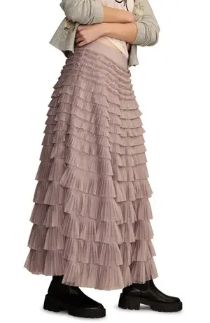 Lucky Brand Tiered Ruffle Tulle Maxi Skirt