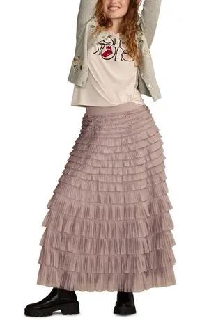 Lucky Brand Tiered Ruffle Tulle Maxi Skirt