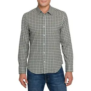 BROOKLYN BRIGADE Grid Print Woven Long Sleeve Shirt - Olive
