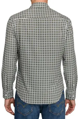 BROOKLYN BRIGADE Grid Print Woven Long Sleeve Shirt - Olive