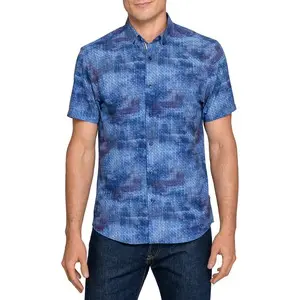 BROOKLYN BRIGADE Textured Woven Short Sleeve Basic - Navy