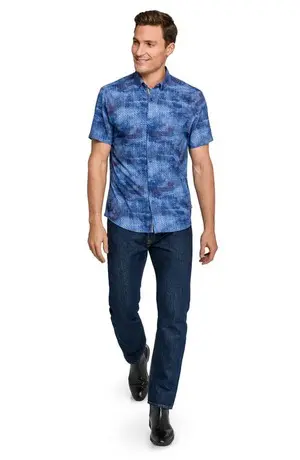 BROOKLYN BRIGADE Textured Woven Short Sleeve Basic - Navy