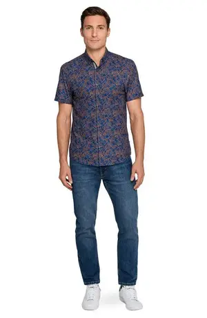BROOKLYN BRIGADE Twigs Woven Short Sleeve Basic - Brown/blue