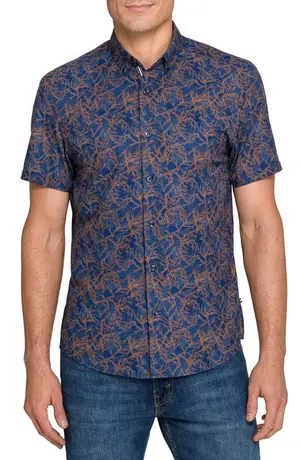 BROOKLYN BRIGADE Twigs Woven Short Sleeve Basic - Brown/blue
