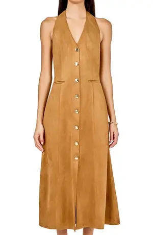 Endless Rose Faux Suede Sleeveless Midi Dress