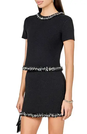 Endless Rose Jewel Trim Short Sleeve Sweater