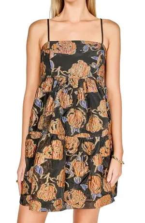 Endless Rose Metallic Floral Jacquard Minidress