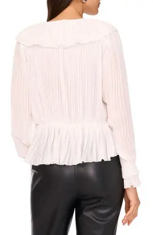 Vince Camuto Plissé Ruffle Peplum Top