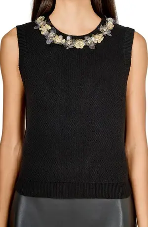 Endless Rose Jewel Trim Sweater Tank