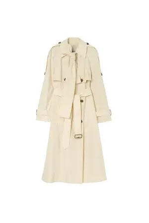 Burberry Long Canvas Trerose Trench Coat - Tundra Beige