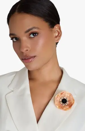 HELENA SIMON The Anemone Floral Brooch - Peach