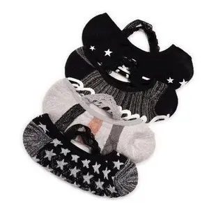 MUK LUKS Studio Socks Criss Cross Ballerina 4-pair Pack - Black/grey