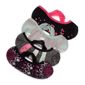 MUK LUKS Studio Socks Criss Cross Ballerina 4-pair Pack - Black/pink