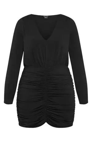 City Chic Jolene Ruched Dress - Black