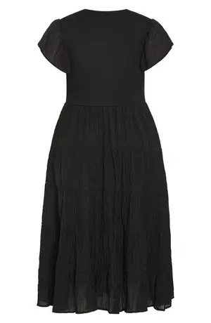 City Chic Marli Mixed Media Midi Dress - Black