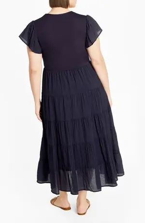 City Chic Marli Mixed Media Midi Dress