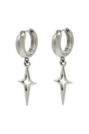 VELVET LUNA Sparkle Charm Huggie Earrings - Silver