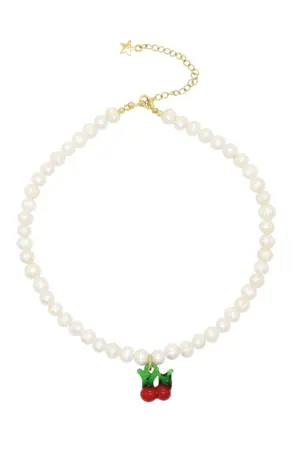 VELVET LUNA Cherry Pearl Necklace - White