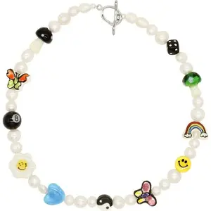 VELVET LUNA Mixed Charm Pearl Necklace - Multi Colored