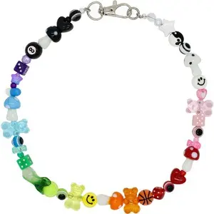 VELVET LUNA Beaded Charm Necklace - Multi Colored