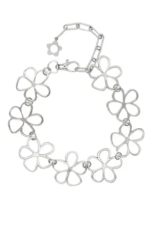 VELVET LUNA Daisy Flower Choker - Silver