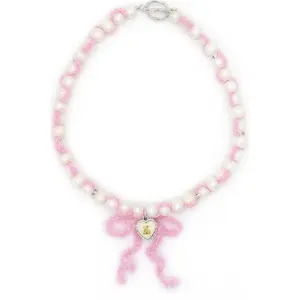 VELVET LUNA Cashmere Pearl Teddy Necklace - Pink
