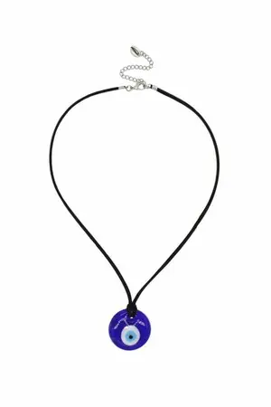 VELVET LUNA Suede Cord Evil Eye Necklace - Black